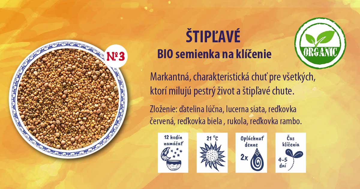 ŠTIPĽAVÉ BIO semienka na klíčenie 100 g | BIO klíčky - Naturvea.sk